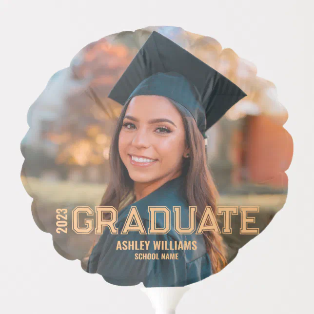 Modern Graduation Two Photo Congrats Grad Balloon | Zazzle