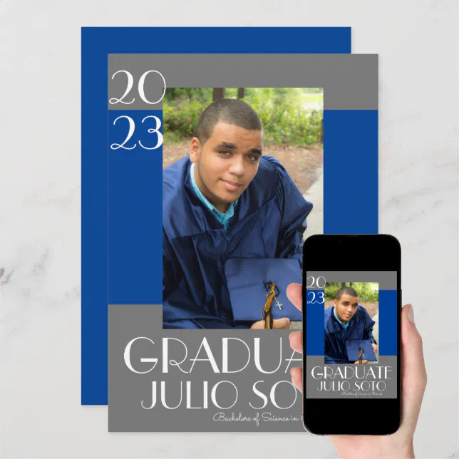 Modern Graduation Typography 2023 Photo Invitation | Zazzle