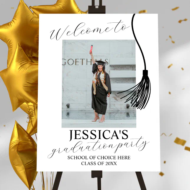 Modern Graduation Welcome Sign with a Photo | Zazzle