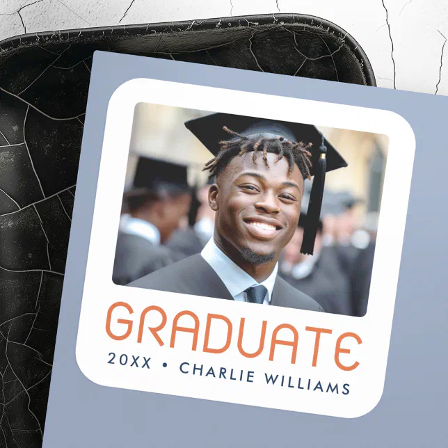 Modern graduation year photo graduate square sticker | Zazzle