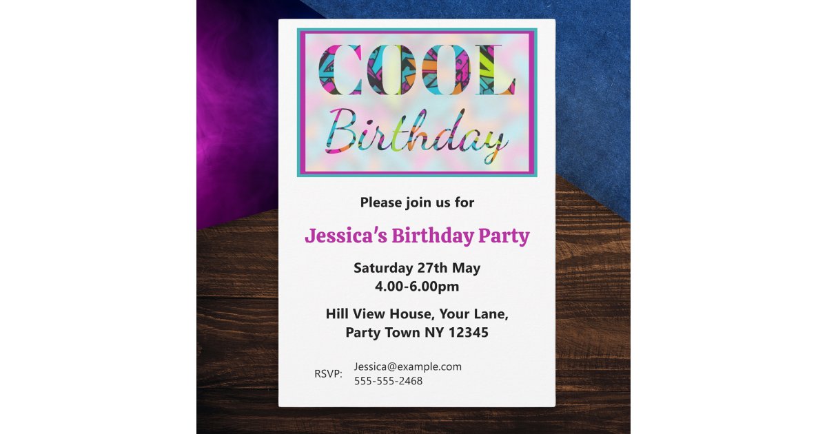 Modern Graffiti Bright Colorful Cool Birthday Invitation | Zazzle