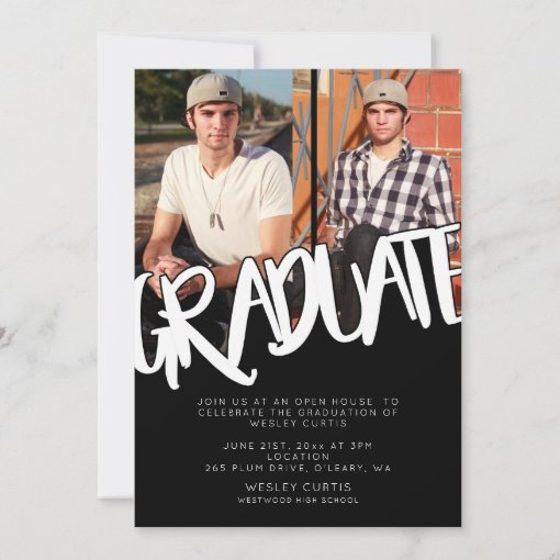 Modern Graffiti Graduation Announcements | Zazzle