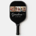 Modern Grandma Established 3 Photo White Script Pickleball Paddle | Zazzle