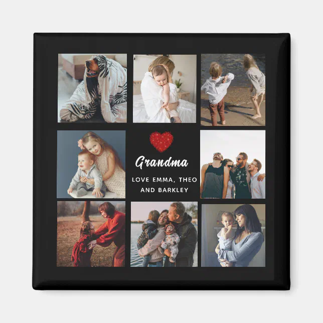 Modern Grandma Script Grandchildren Photo Collage Magnet | Zazzle