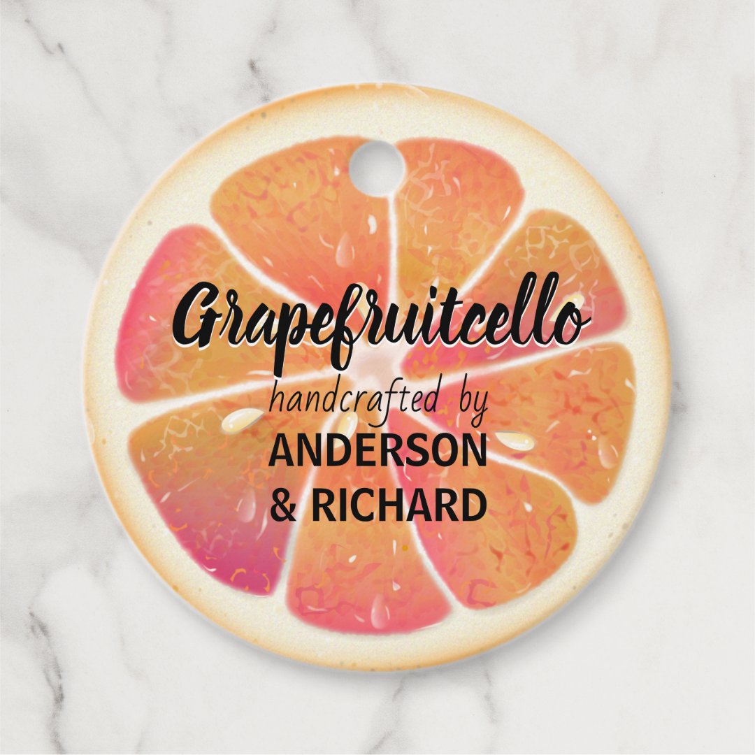 Modern Grapefruit Fruit Grapefruitcello Favor Tags | Zazzle
