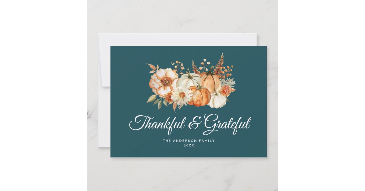 Modern Grateful and thankful thanksgiving Holiday Card | Zazzle