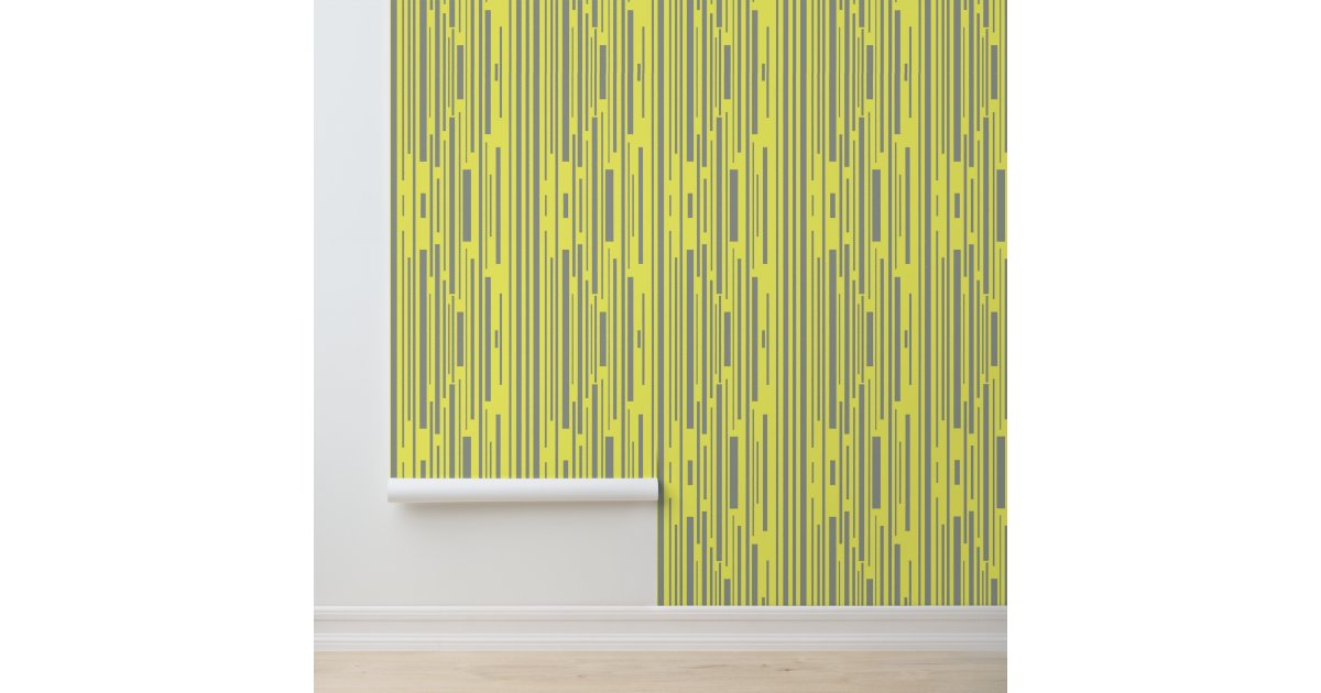 Modern gray and yellow stripes pattern wallpaper | Zazzle