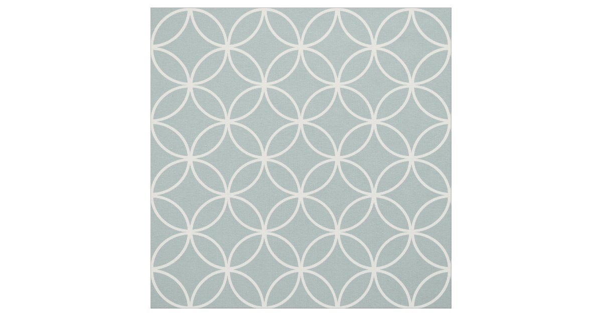 Modern Gray Blue and White Circle Diamond Pattern Fabric | Zazzle
