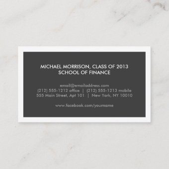 MODERN GRAY BUSINESS CARD FOR COLLEGE STUDENTS | Zazzle