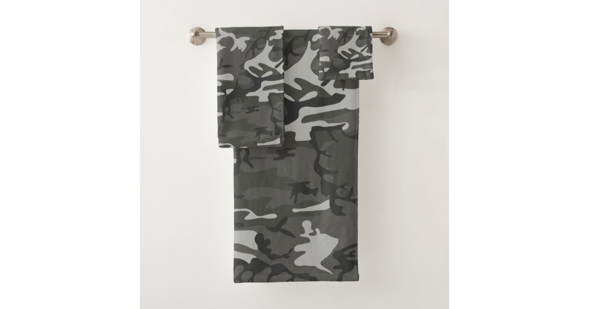 Modern Gray Camouflage Pattern Bath Towel Set | Zazzle