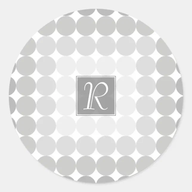 Modern Gray Circles Monogram Classic Round Sticker | Zazzle