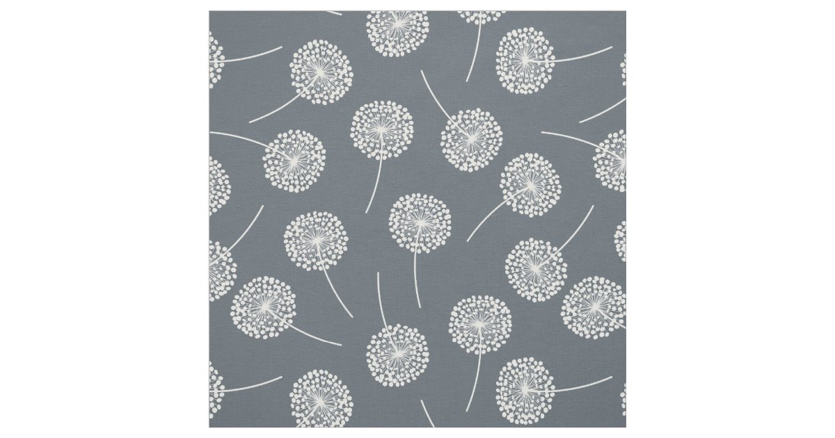 Modern Gray Dandelion Fabric | Zazzle