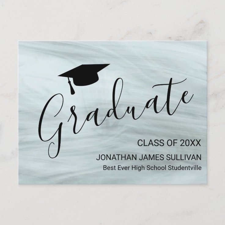 Modern Gray Graduation Announcement Postcard | Zazzle