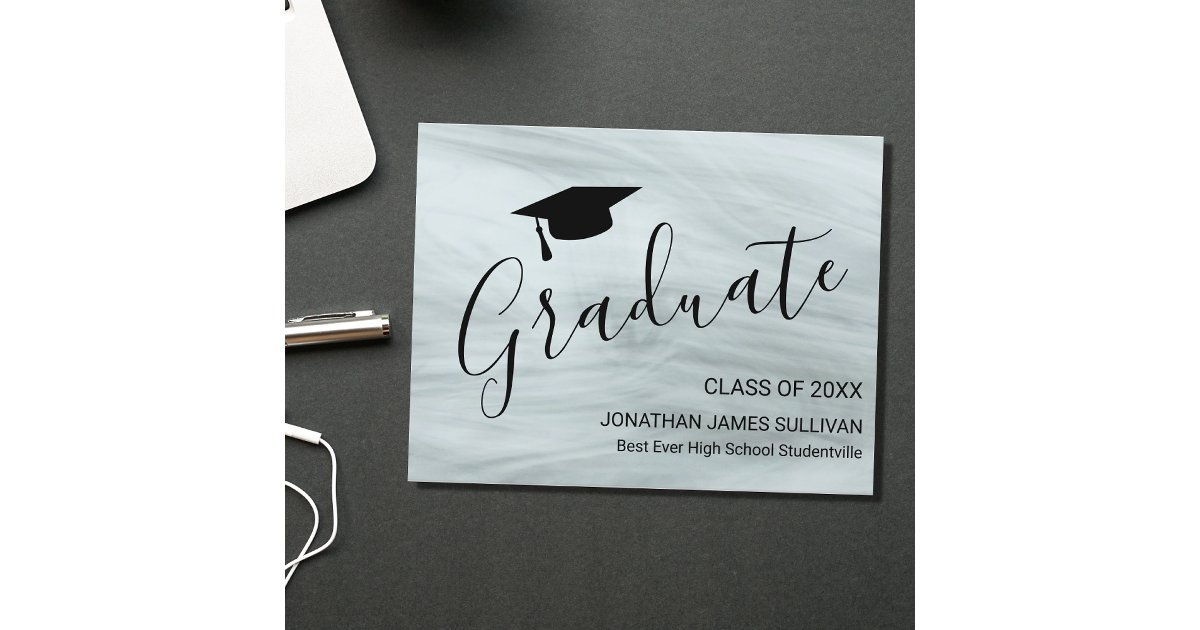 Modern Gray Graduation Announcement Postcard | Zazzle