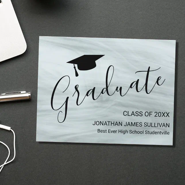 Modern Gray Graduation Announcement Postcard | Zazzle
