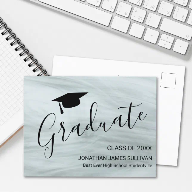 Modern Gray Graduation Announcement Postcard | Zazzle