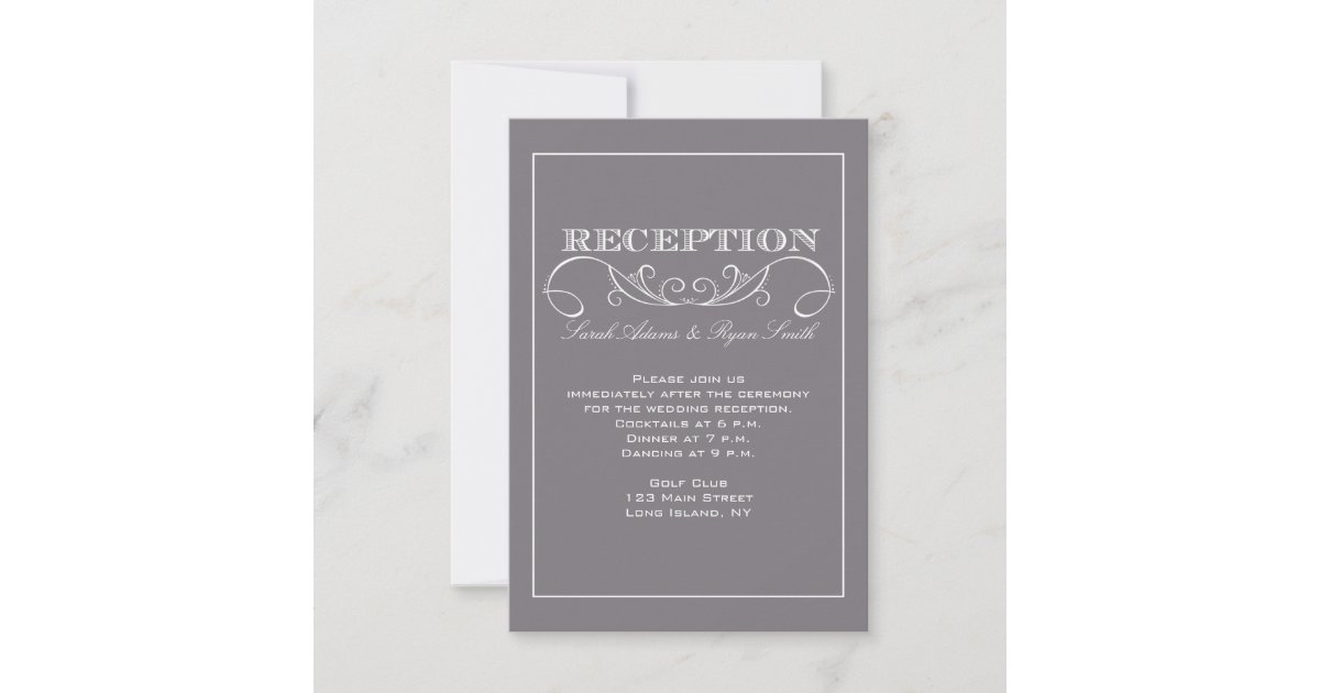 Modern Gray Reception Invitation | Zazzle