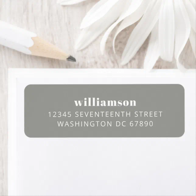 Modern Gray Simple Last Name Return Address Label | Zazzle