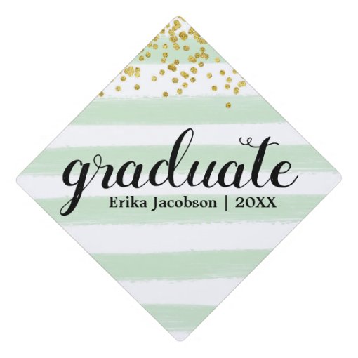 Modern Green and Gold Graduate Custom Design Graduation Cap Topper | Zazzle