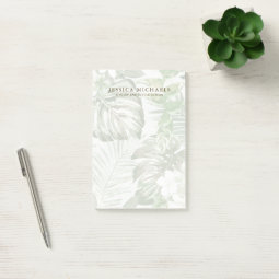 Modern Green and White Palm Leaves Post-it Notes | Zazzle