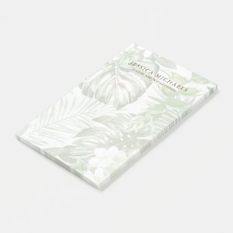 Modern Green and White Palm Leaves Post-it Notes | Zazzle