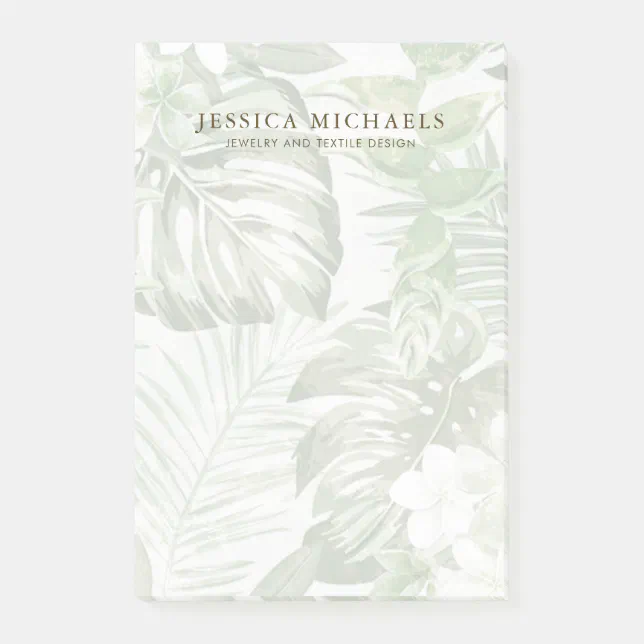 Modern Green and White Palm Leaves Post-it Notes | Zazzle