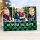 Modern Green Buffalo Plaid Photo Collage Holiday Card | Zazzle