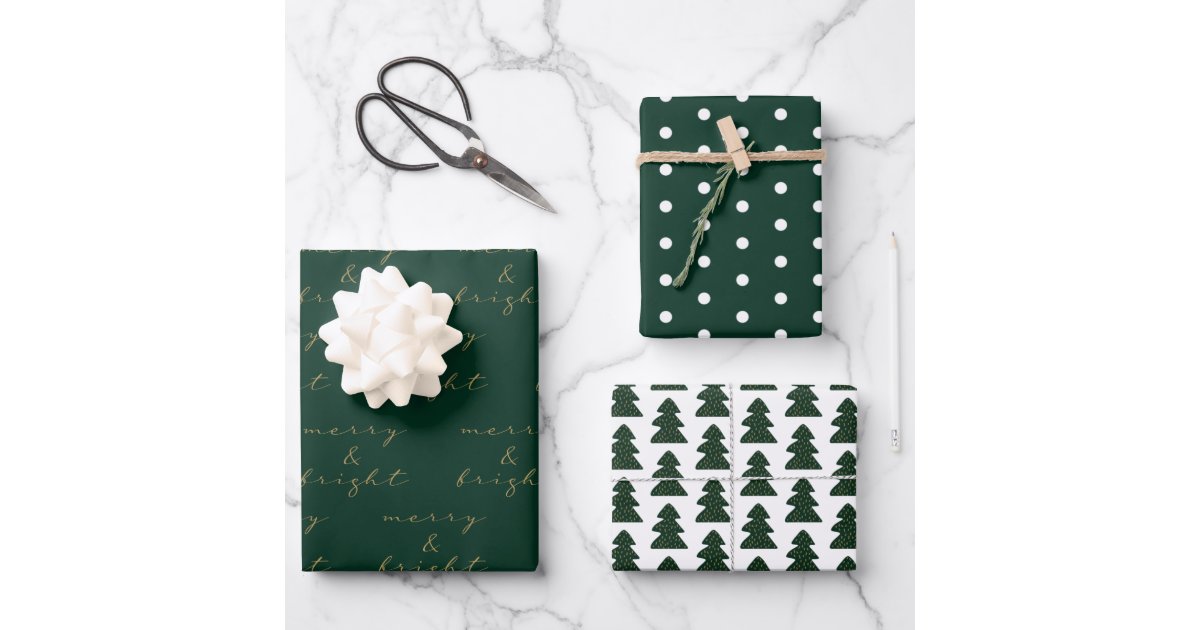 Modern Green Christmas Gift Wrapping Paper | Zazzle