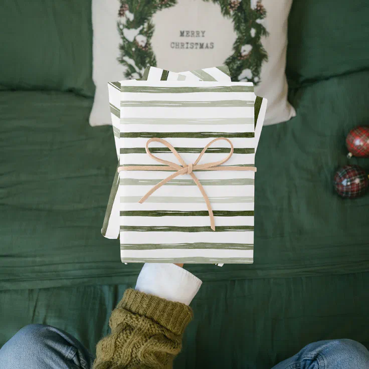 Modern Green Christmas Pattern Wrapping Paper Sheets | Zazzle