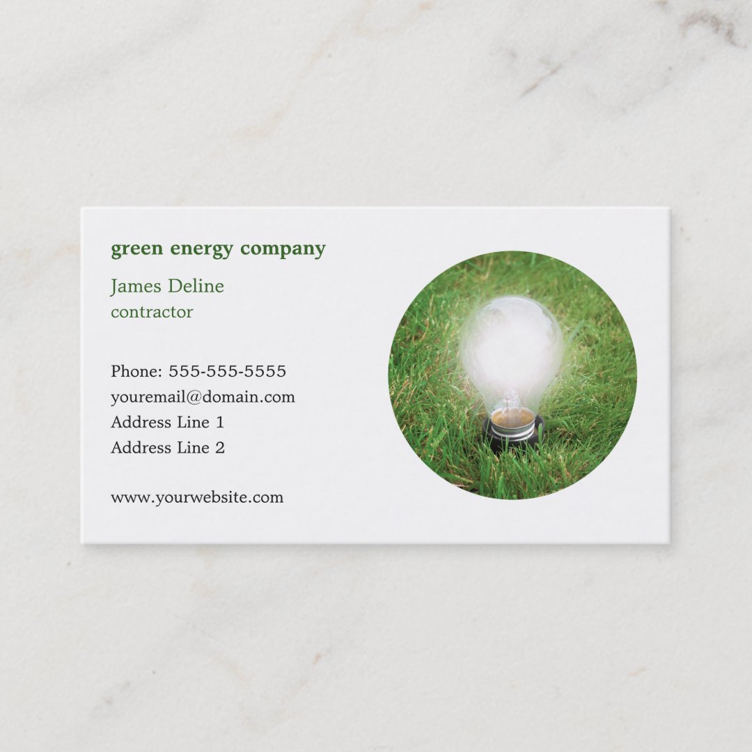 Modern Green Energy Business Card Template | Zazzle