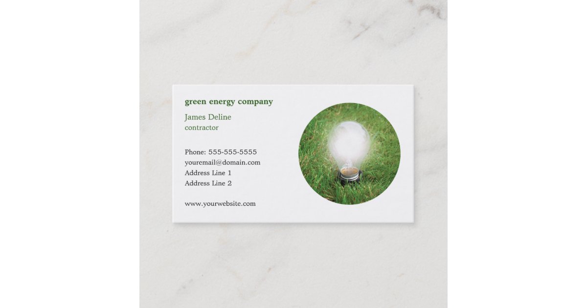 Modern Green Energy Business Card Template | Zazzle