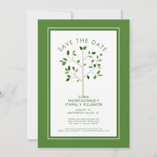 Modern Green Family Reunion Tree Save The Date | Zazzle.com