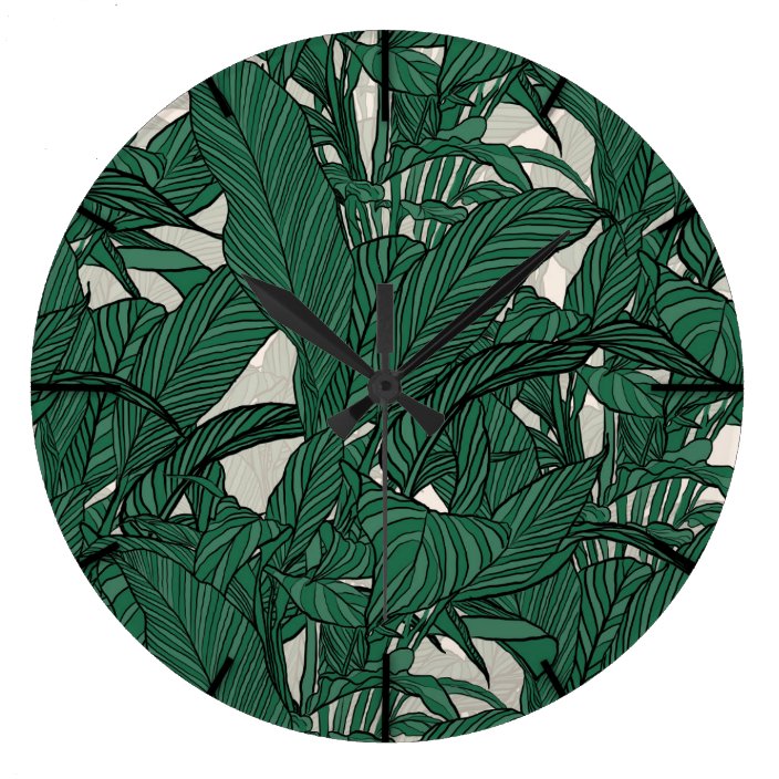 Modern Green foliage plant Botanical design Large Clock | Zazzle.com