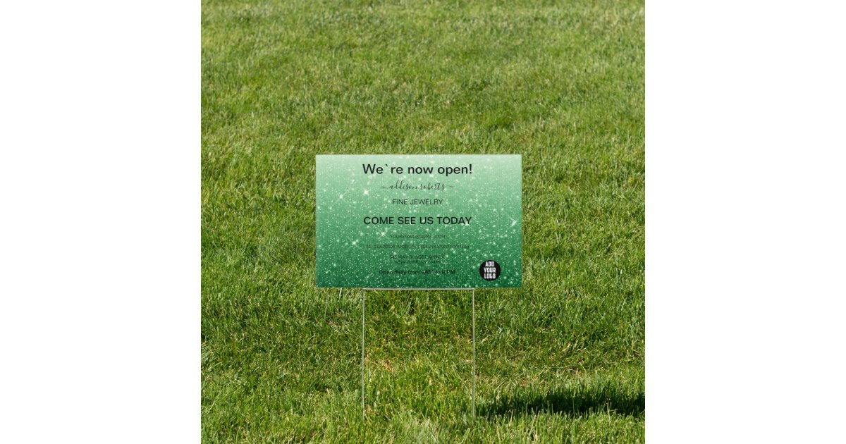 Modern Green Glitter Reopening Sign | Zazzle