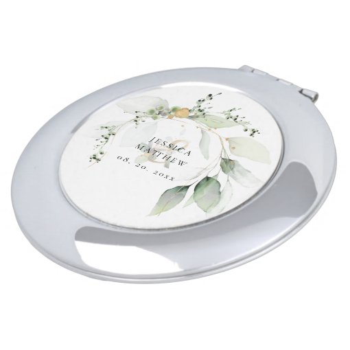 Modern Green & Gold Eucalyptus Compact Mirror | Zazzle