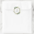 Modern Green Gold Garden Greenery Wedding Classic Round Sticker | Zazzle