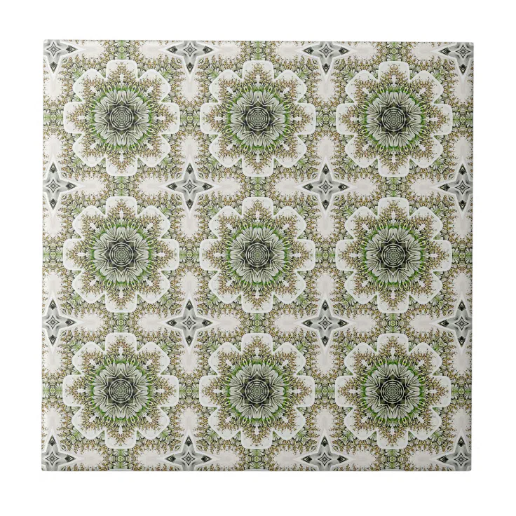 Modern Green Gold Graphic Pattern Ceramic Tile | Zazzle