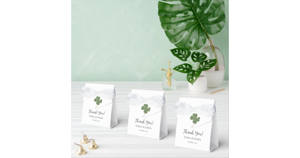 Modern Green Irish Four Leaf Clover Thank You Favor Boxes | Zazzle