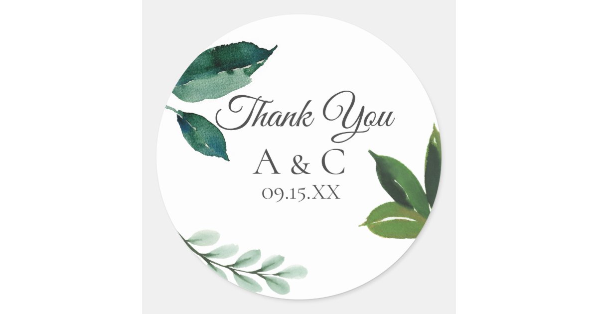 Modern Green Leaf Classic Round Sticker | Zazzle