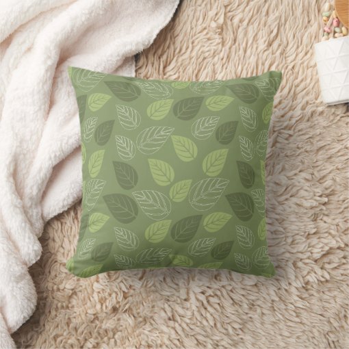 Modern Green Leaf Decorative Throw Pillow | Zazzle