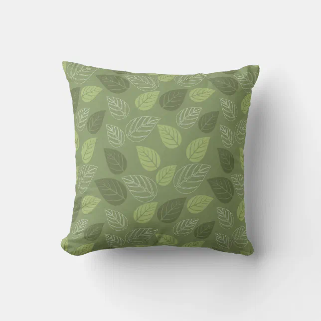 Modern Green Leaf Decorative Throw Pillow | Zazzle