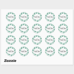 Modern green leaf dots plant pattern classic round sticker | Zazzle