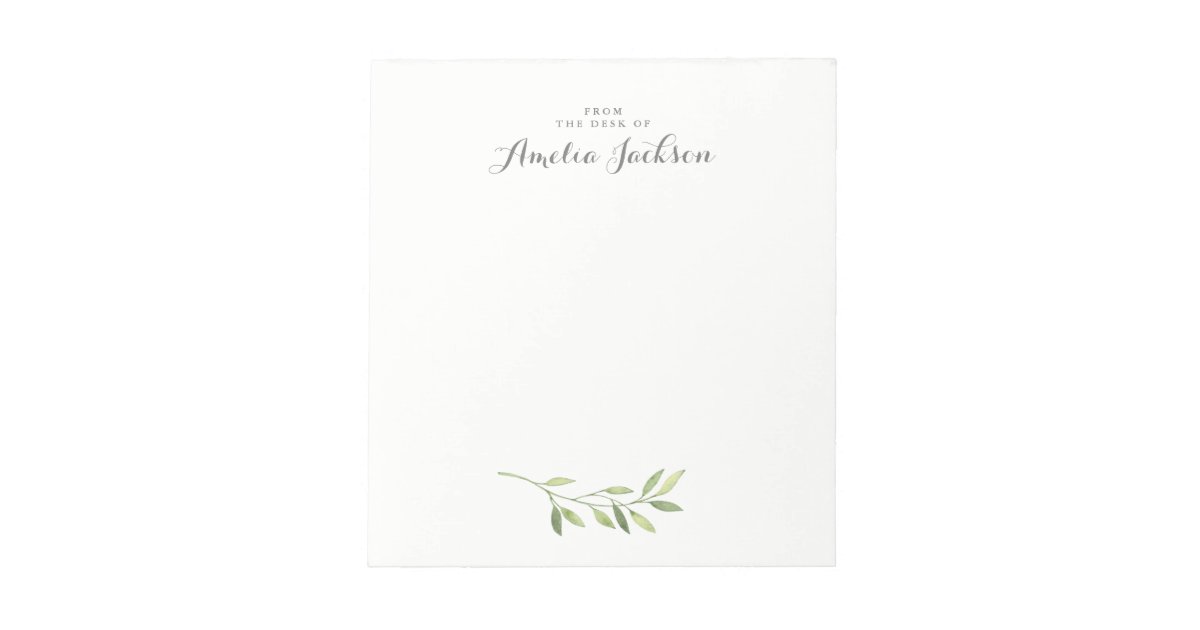 Modern Green Leaf Personalized Stationery Notepad | Zazzle