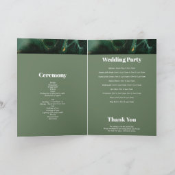 Modern Green Monogram Order of Service Program | Zazzle