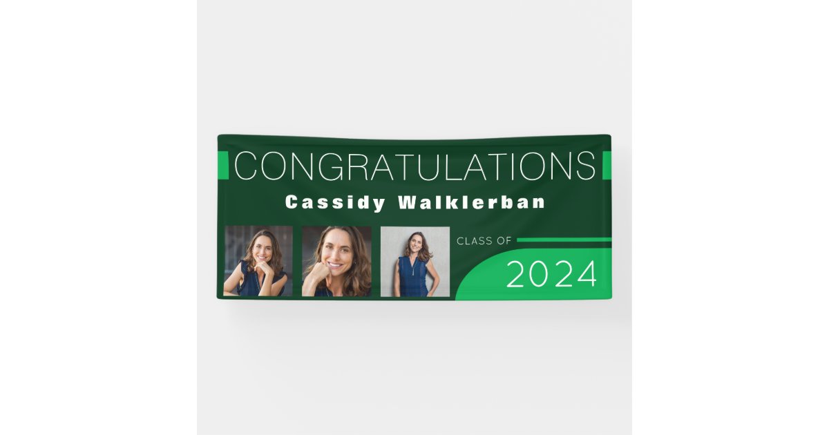 Modern Green Photo Graduation Banner | Zazzle