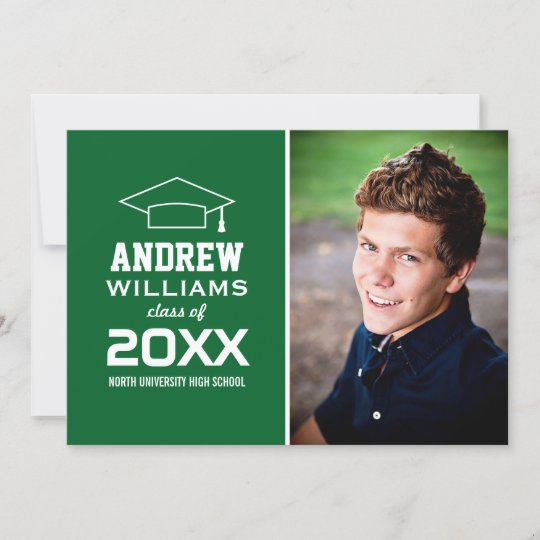 Modern Green Photo Graduation Party Invitation | Zazzle.com