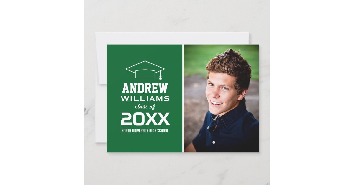 Modern Green Photo Graduation Party Invitation | Zazzle.com