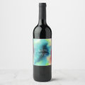 Modern Green & Red Space Nebula Watercolor Wine Label | Zazzle