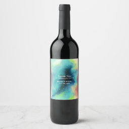 Modern Green & Red Space Nebula Watercolor Wine Label | Zazzle
