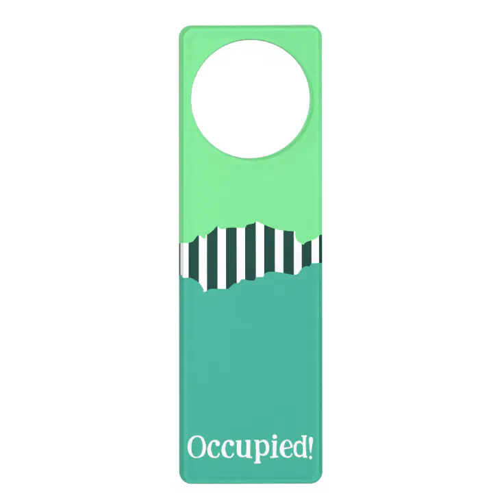 Modern Green Striped Torn Green Layer Occupied! Door Hanger | Zazzle
